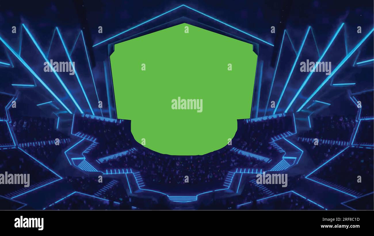 Blue Light Auditorium interior View, Green Screen Background Stage ...