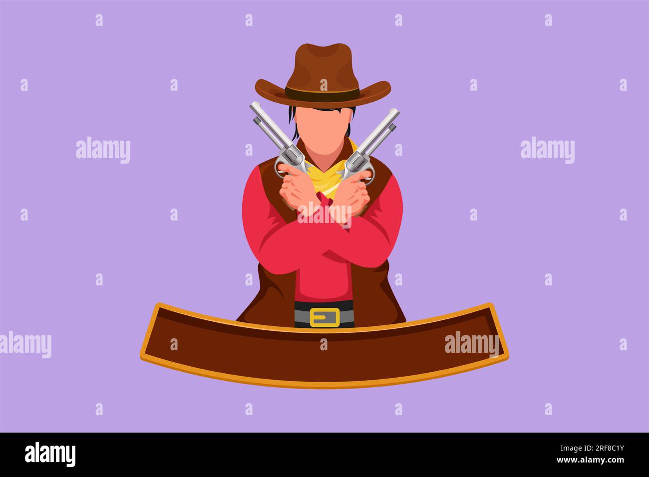 Graphic flat design drawing of wild west gunslinger holding and ...