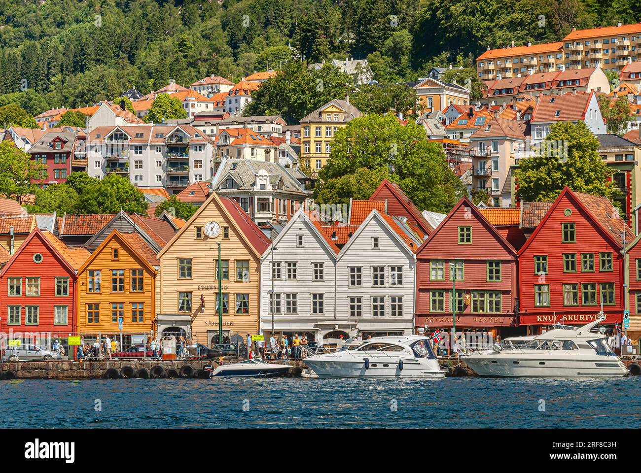 Historical Bryggen Waterfront at the old town of Bergen, Norway Stock ...