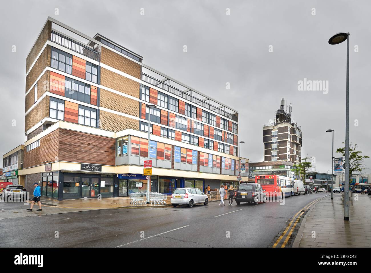 George Street at the town centre of Corby, England, on a rainy summer ...