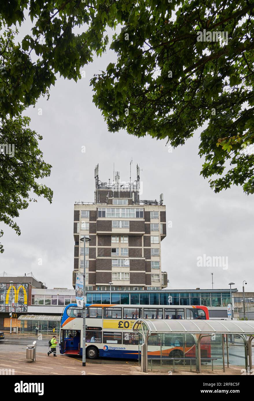 George Street at the town centre of Corby, England, on a rainy summer ...