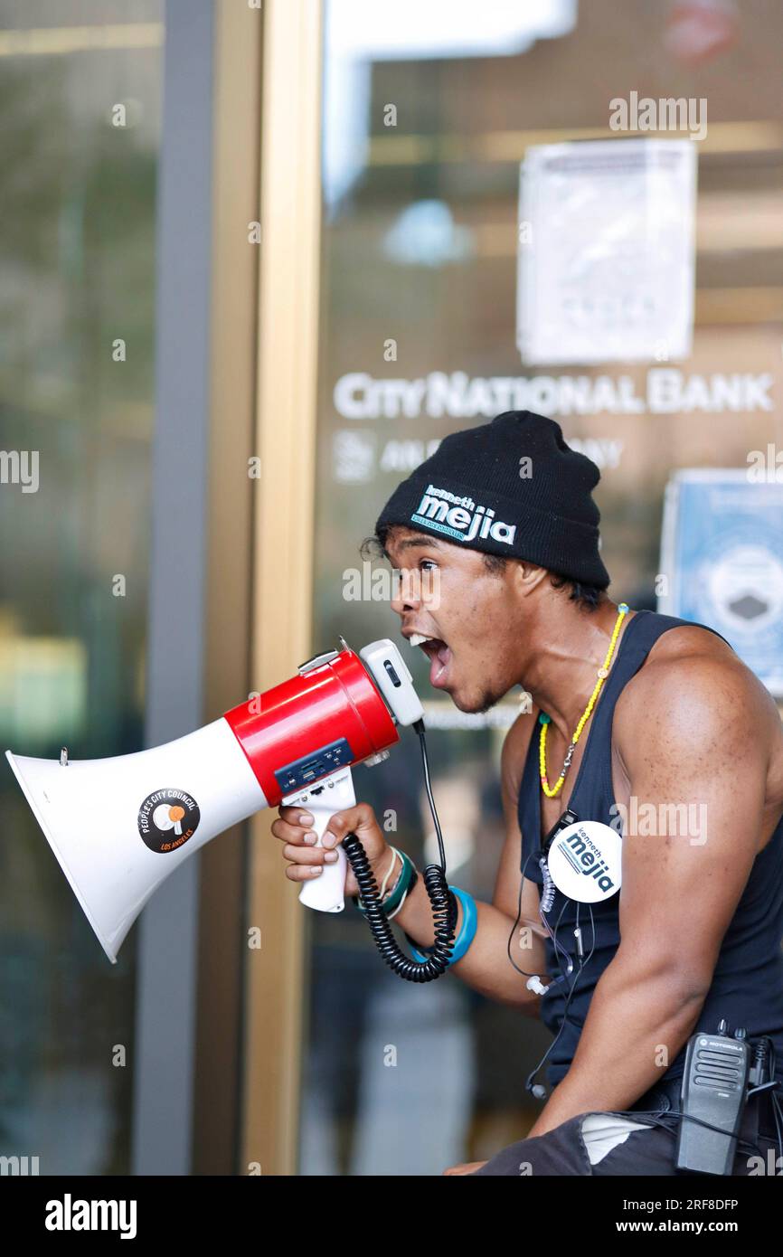Sim Marcel Bilal protests outside City National Bank during the Global ...