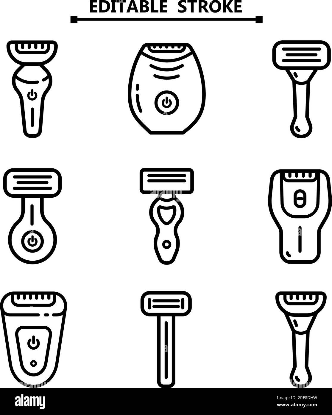 Shaving razors isolated outline icon set. Editable stroke. Vector ...