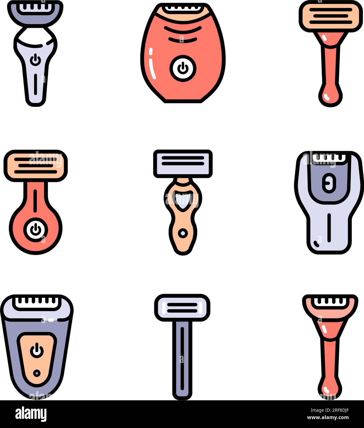 Shaving razors isolated color icon set. Vector illustration shaver on ...
