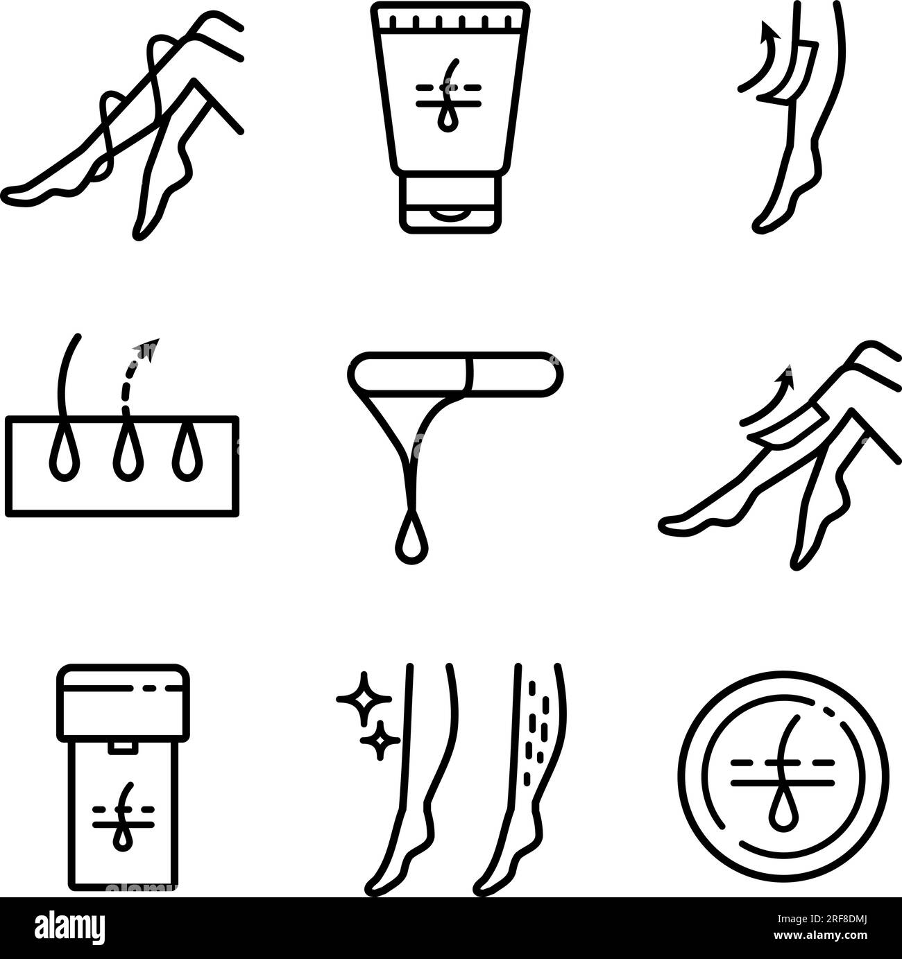 Hair removal icons set. Wax therapy icon outline vector. Beauty cosmetic Stock Vector Image ...