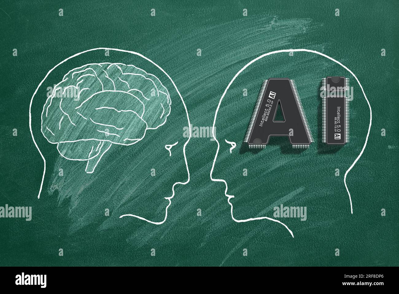 Human intelligence vs artificial intelligence. Face to face. Duel of ...