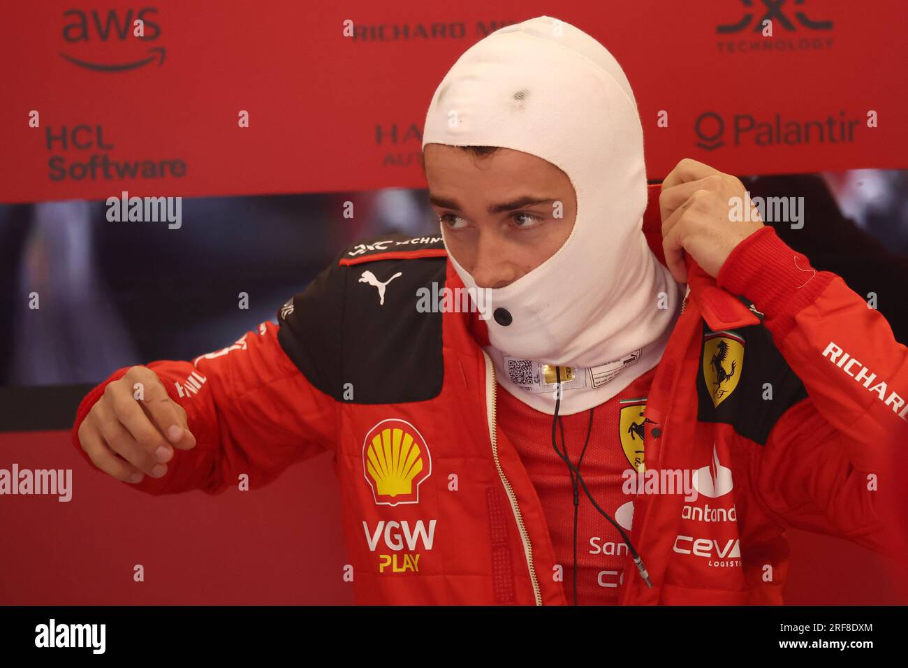 Charles Leclerc of Scuderia Ferrari in the box before the F1 Grand Prix ...