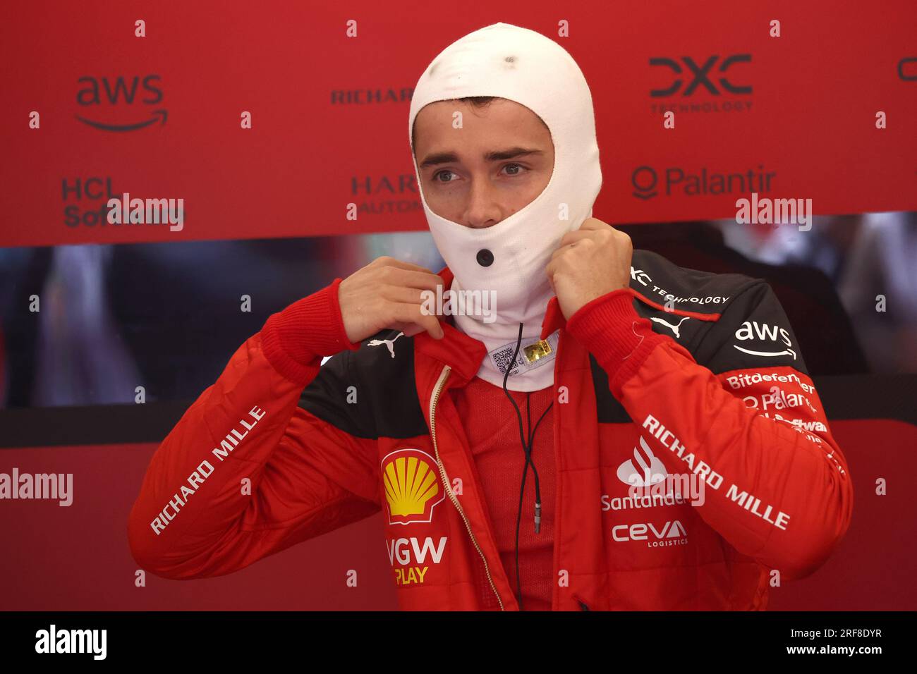 Charles Leclerc of Scuderia Ferrari in the box before the F1 Grand Prix ...