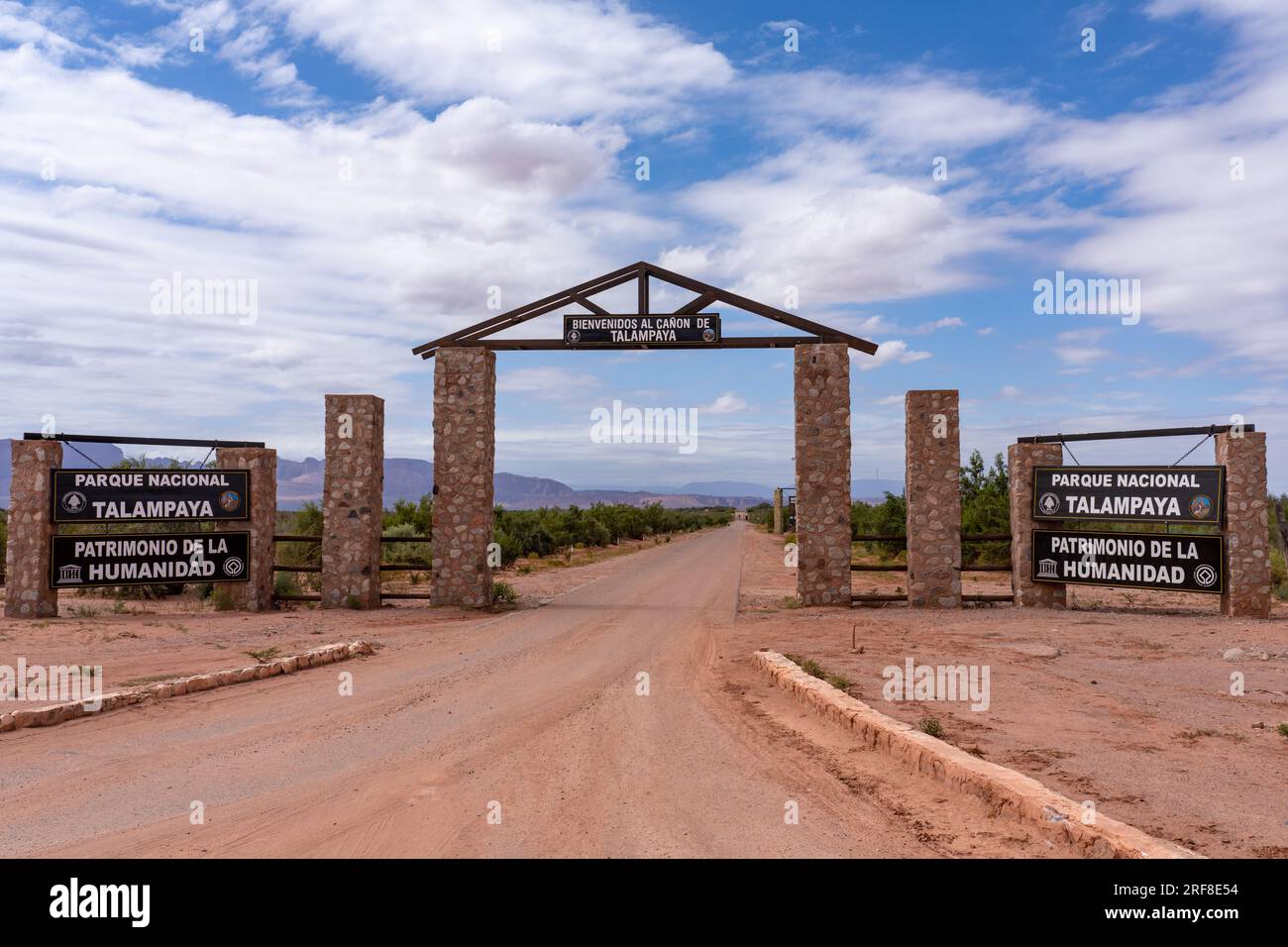 Park sign for Talampaya National Park, La Rioja Province, Argentina ...