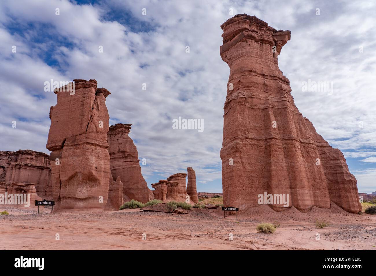 The Totem and the Tower, eroded red sandstone features in Talampaya ...