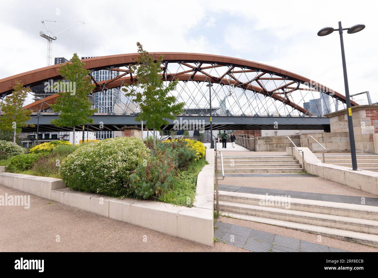 Iron bridge on River Irwell. Salford, borough of Greater Manchester ...