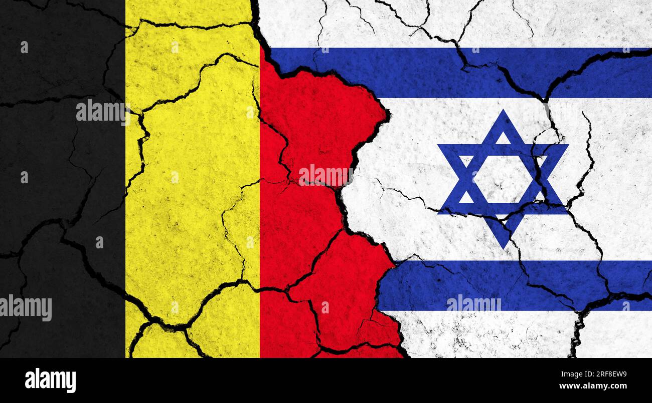 Flags of Belgium and Israel on cracked surface - politics, relationship concept Stock Photo - Alamy