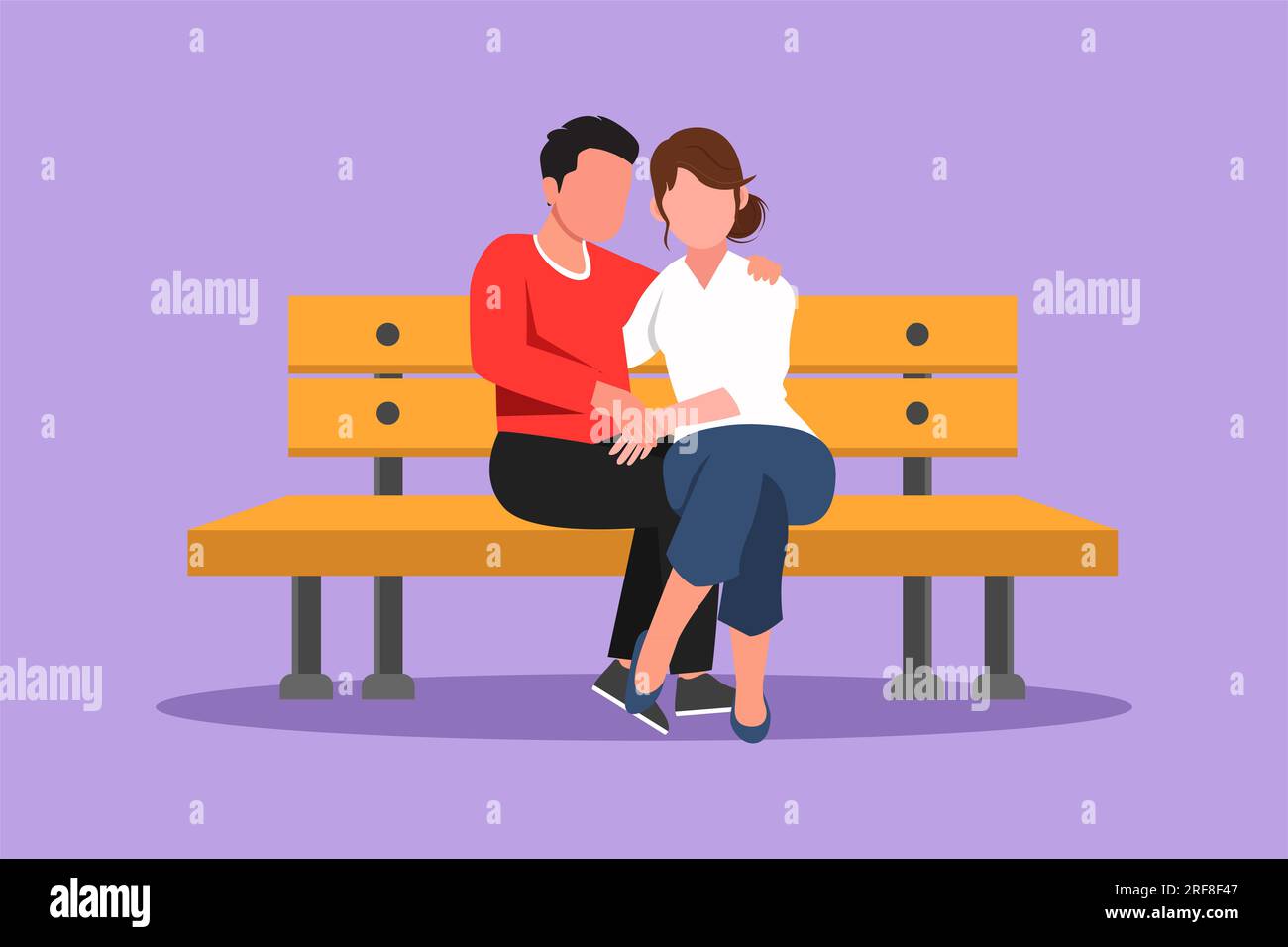 Graphic flat design drawing romantic couple dating at park. Cute man ...
