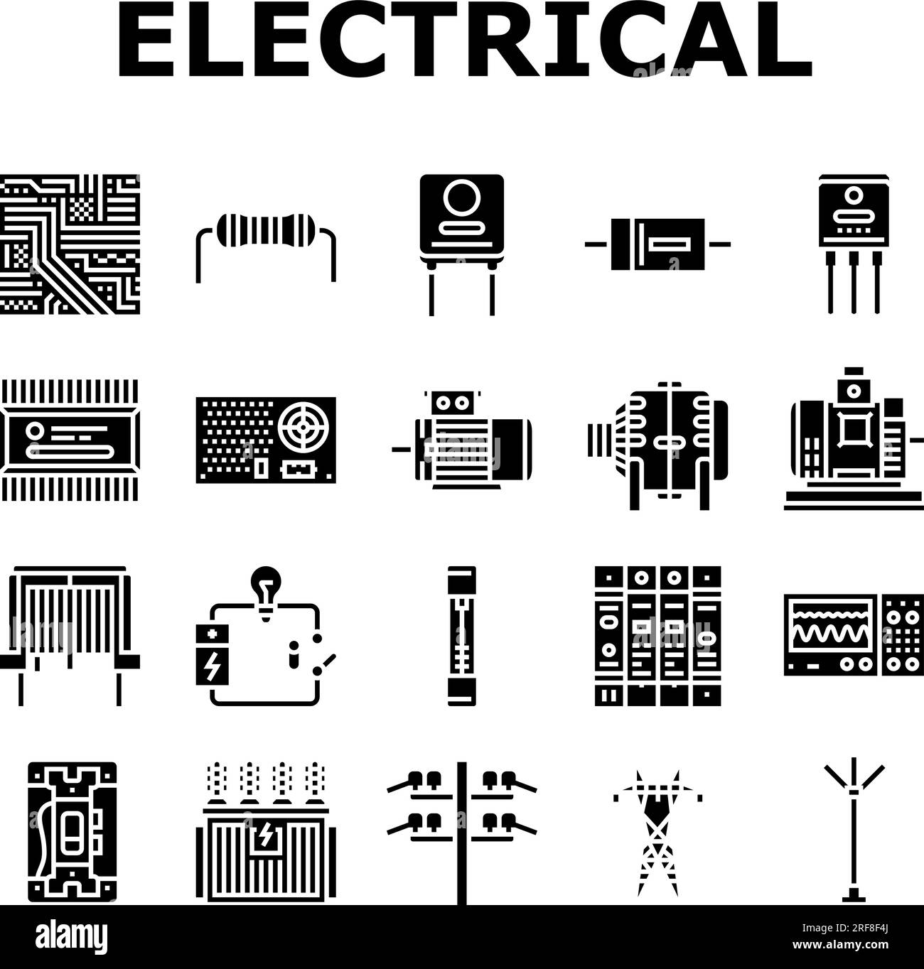 electrical engineer industry work icons set vector Stock Vector Image ...
