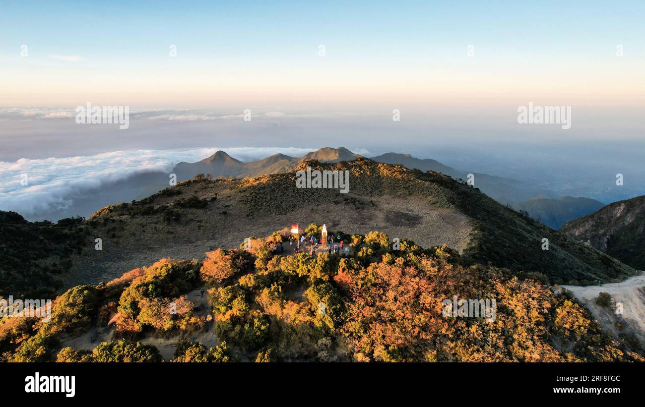 The beautiful Landscape view from Lawu Mountain at sunrise located in ...