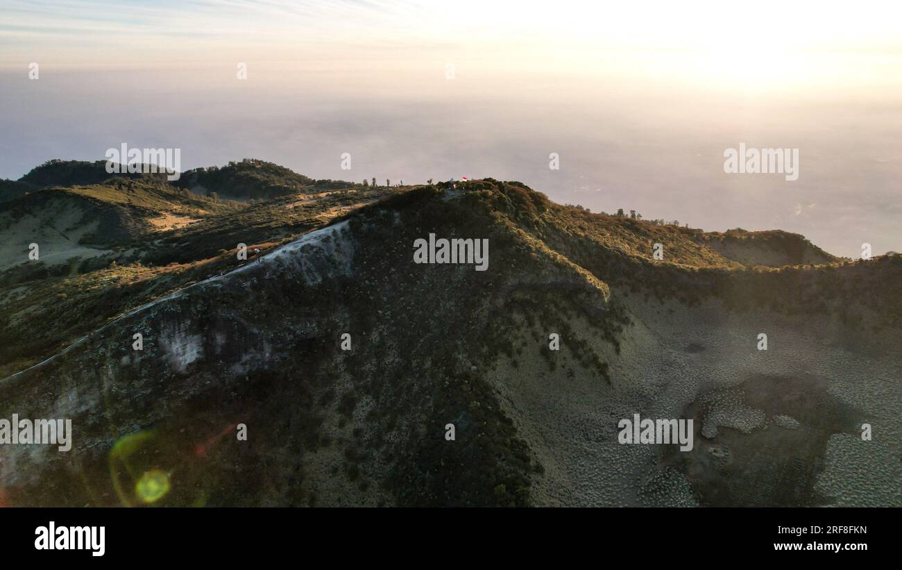 The beautiful Landscape view from Lawu Mountain at sunrise located in ...