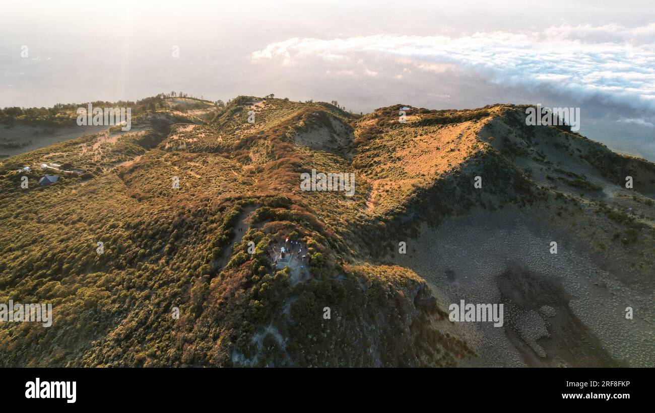 The beautiful Landscape view from Lawu Mountain at sunrise located in ...