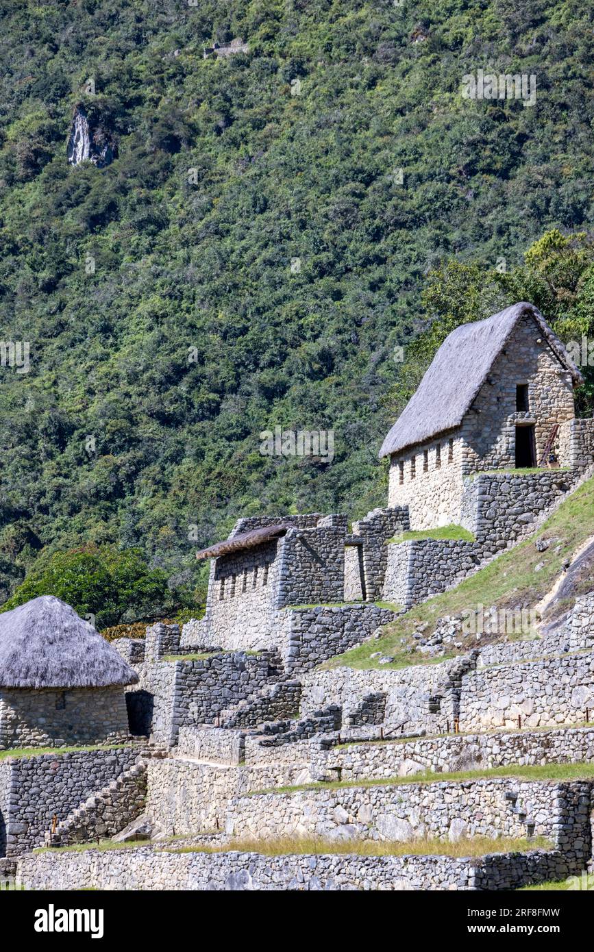 residential architecture, Inca ruins of Machu Picchu, Peru, South ...