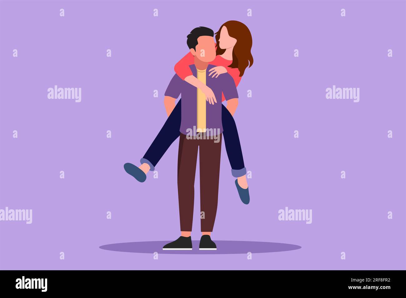 Character flat drawing happy man carrying and embracing woman at city ...