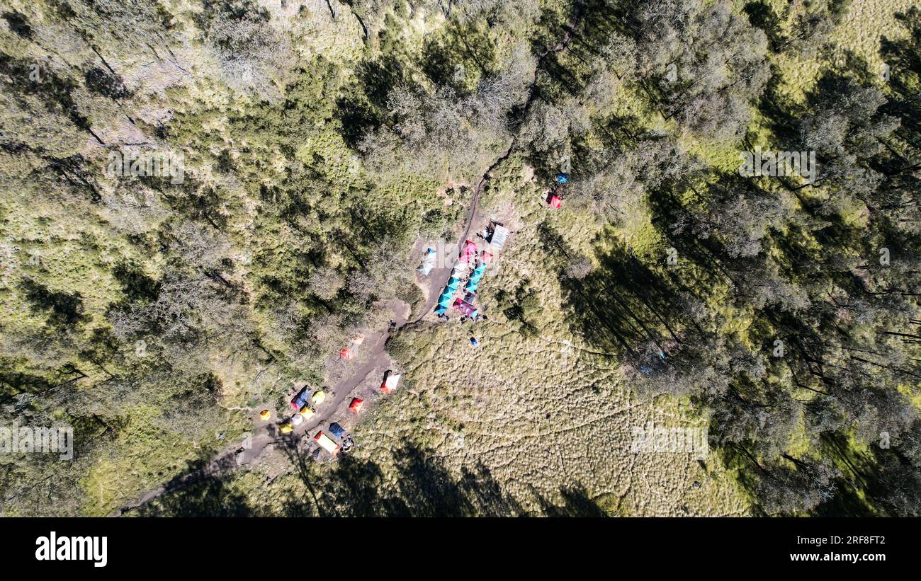 The beautiful Landscape view from Lawu Mountain at sunrise located in ...