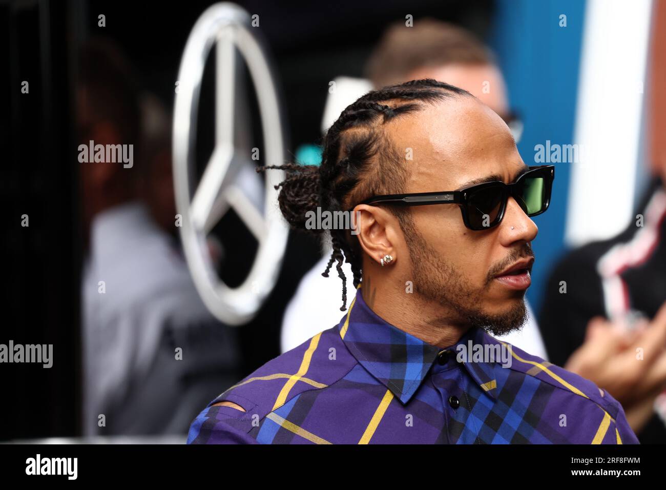 Lewis Hamilton of Mercedes AMG Petronas F1 Team in the paddock before ...