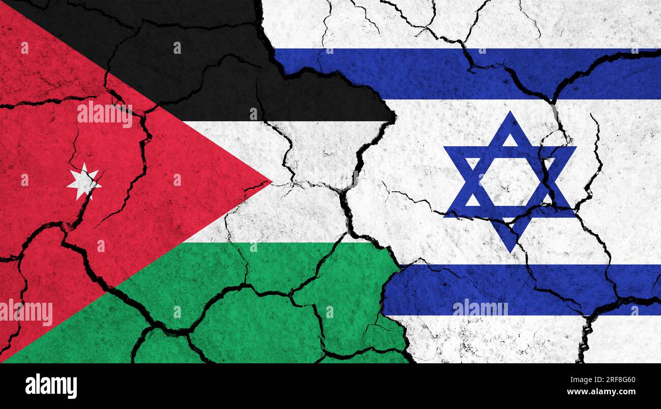 Flags of Jordan and Israel on cracked surface - politics, relationship ...