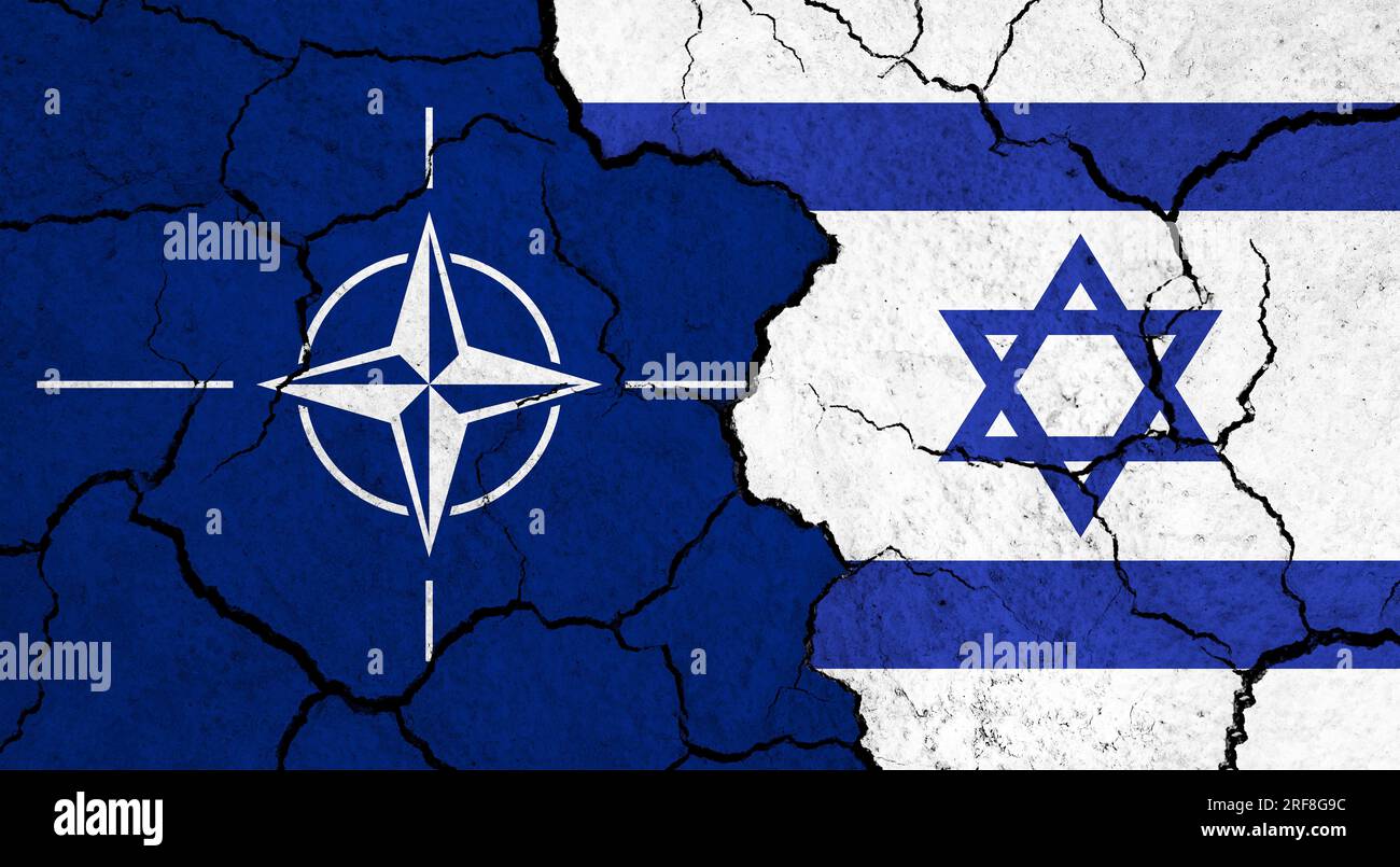 Flags of NATO and Israel on cracked surface - politics, relationship ...