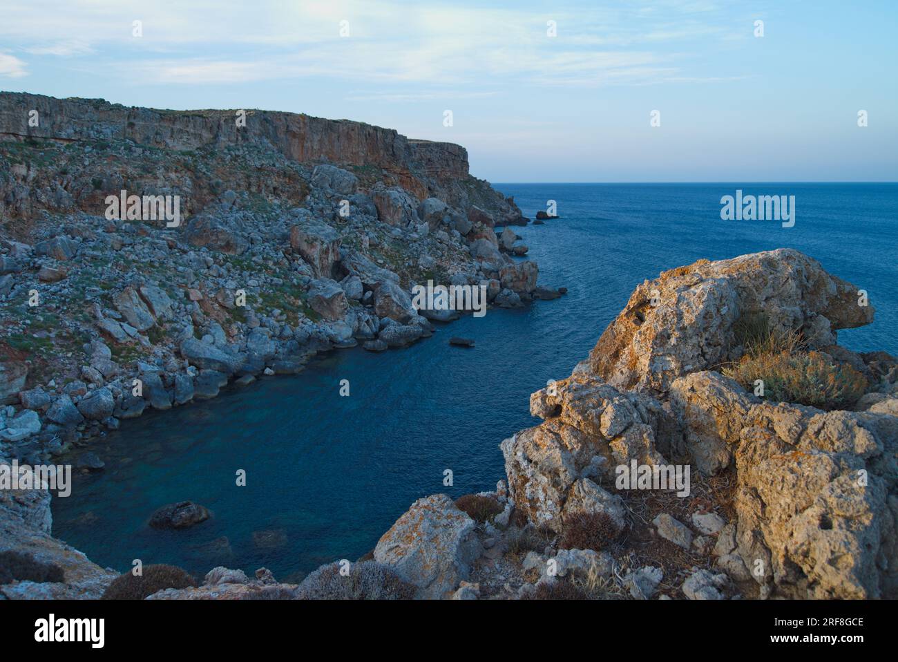Landscape of the stony coast of Menorca. Paisaje de la costa pedregosa ...