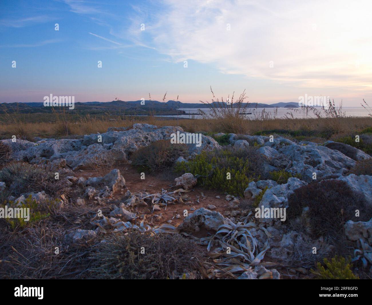 The rugged and stony landscape of Cabo de Caballería de Menorca .El ...
