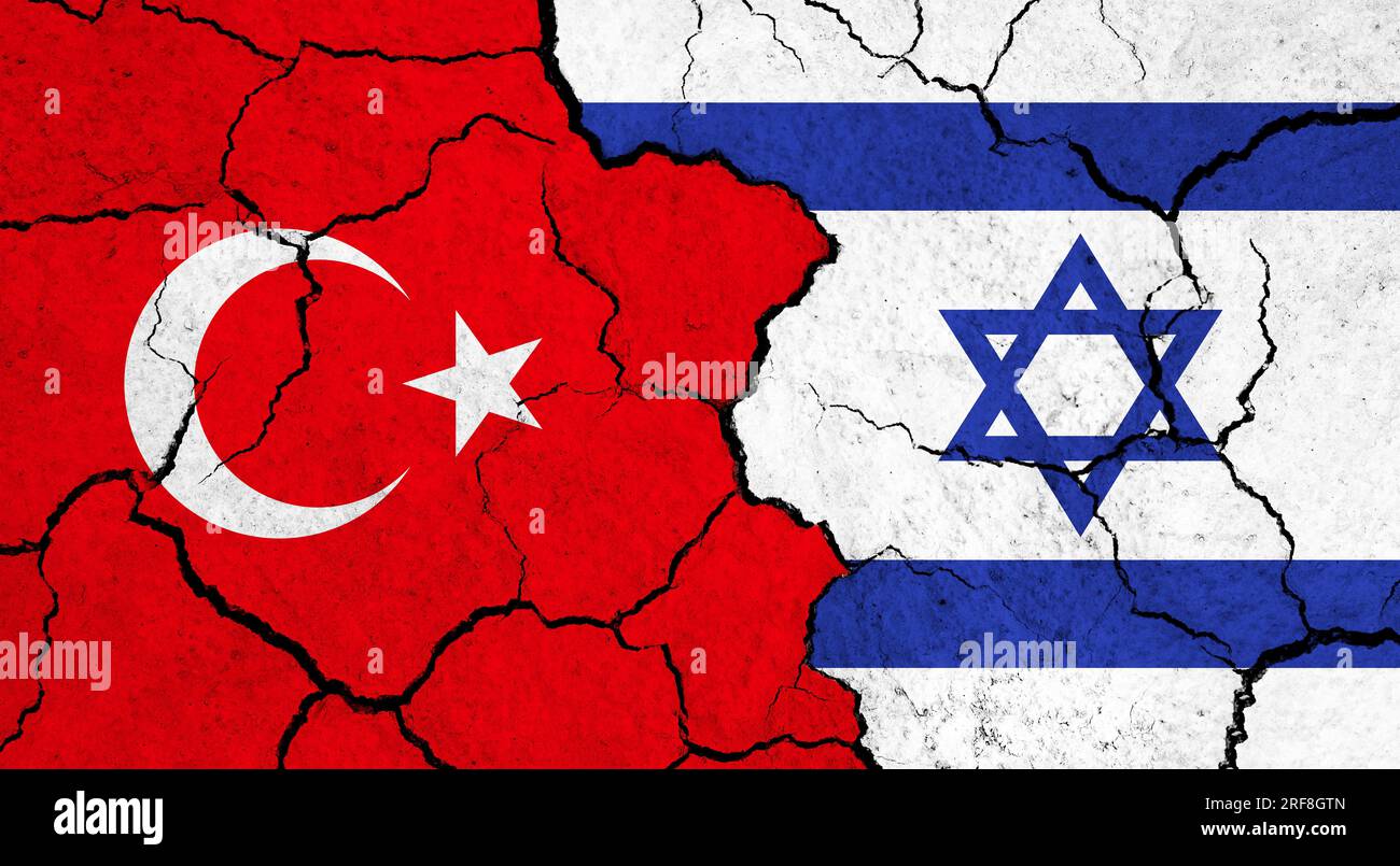 Flags of Turkey and Israel on cracked surface - politics, relationship ...