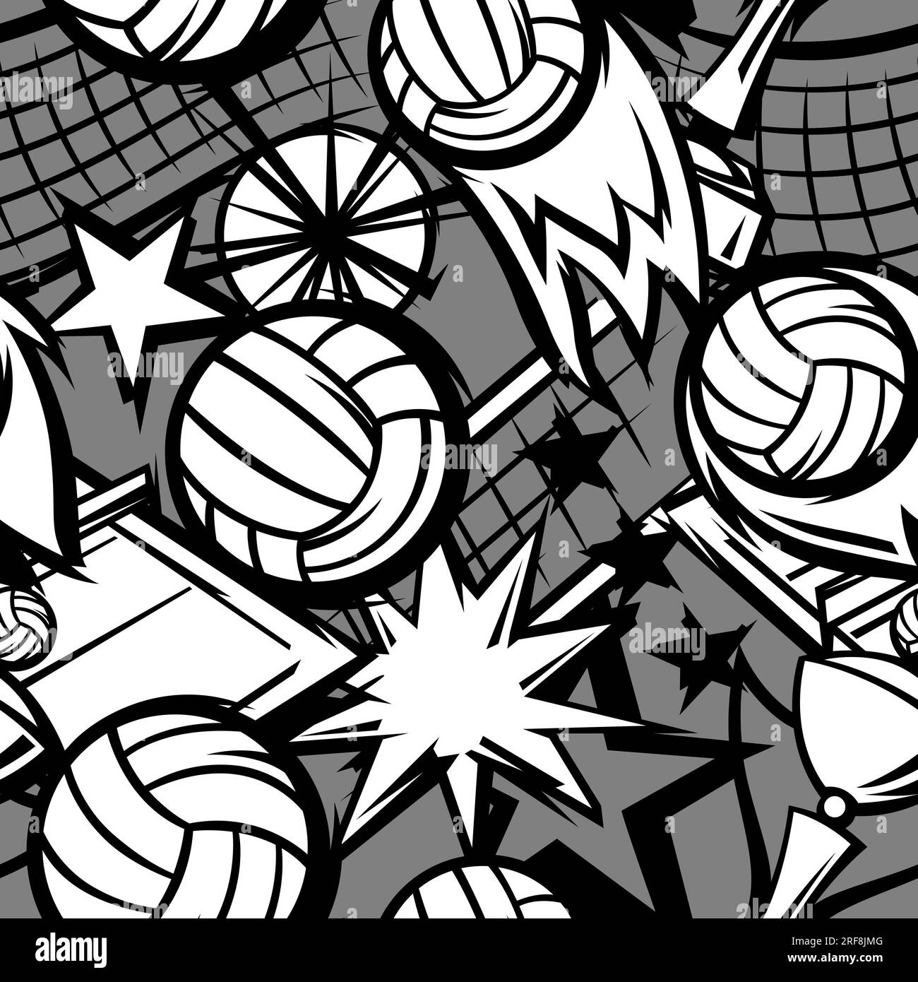 Pattern with volleyball items. Sport club illustration Stock Vector ...