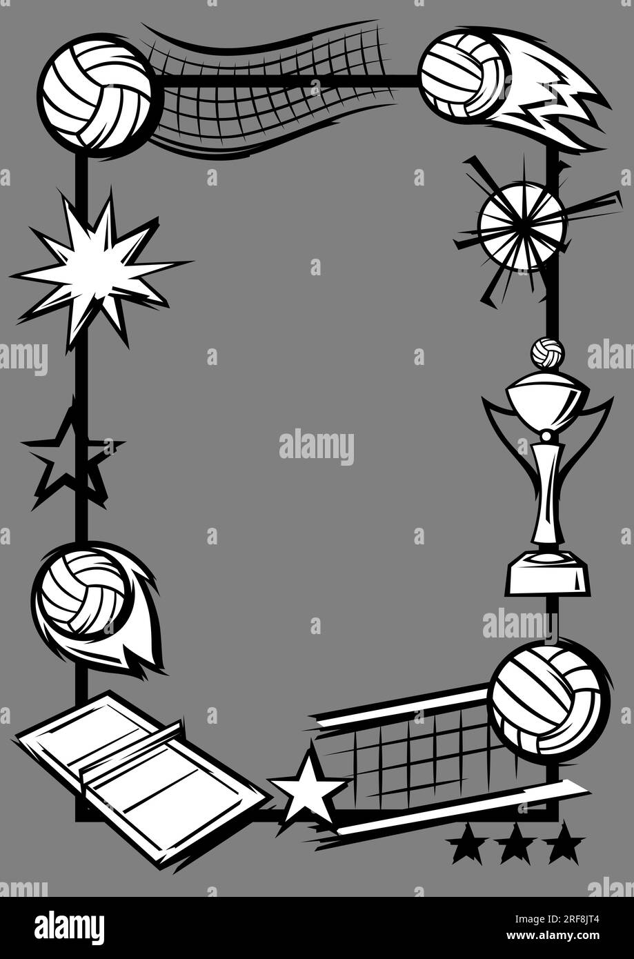 Frame with volleyball items. Sport club illustration Stock Vector Image ...