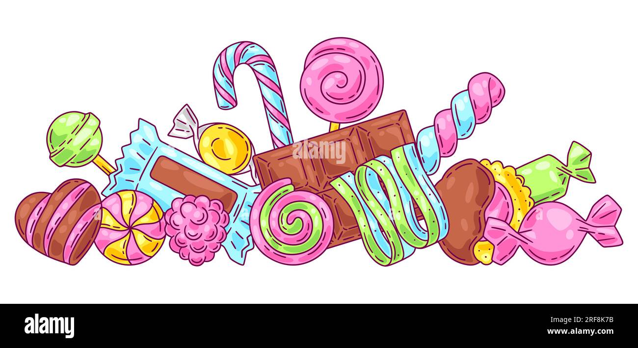 Background with candies and sweets. Design for confectionery or candy ...