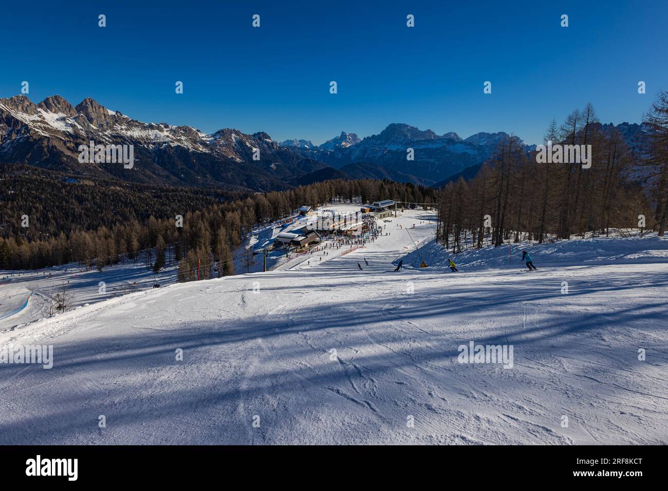 Beautiful alpine panoramic view of snowy mountains, beautiful European ...