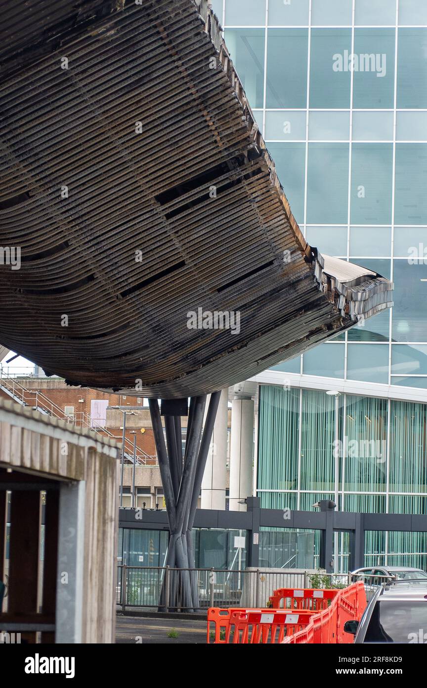 Slough, Berkshire, UK. 1st August, 2023. Following a fire caused by an ... Slough, Berkshire, UK. 1st August, 2023. Following a fire caused by an ...