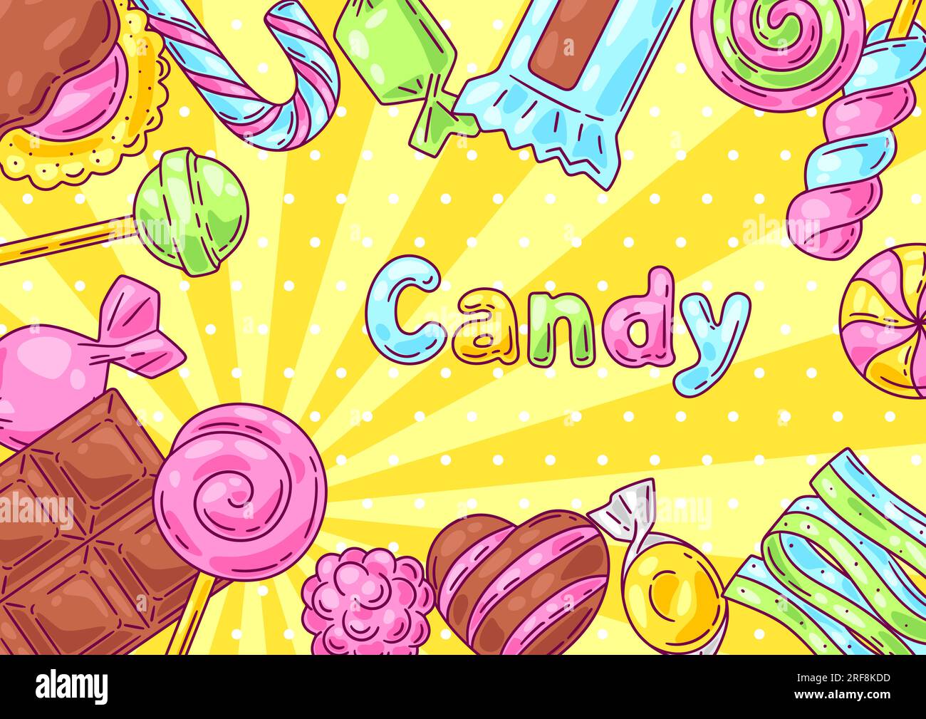 Background with candies and sweets. Design for confectionery or candy ...
