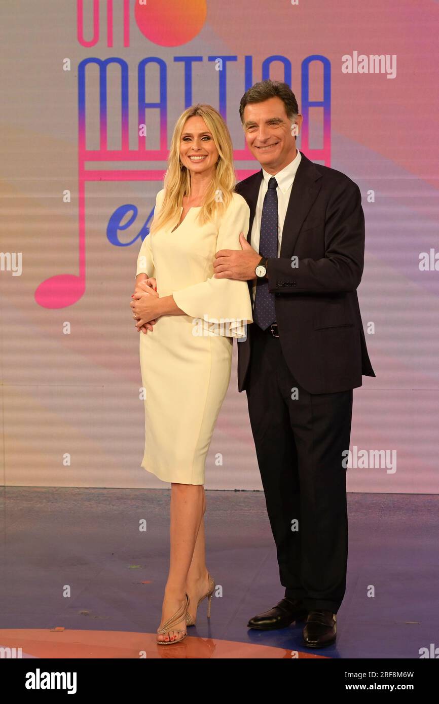 Rome, Italy. 01st Aug, 2023. Serena Autieri (L) and Tiberio Timperi (R ...