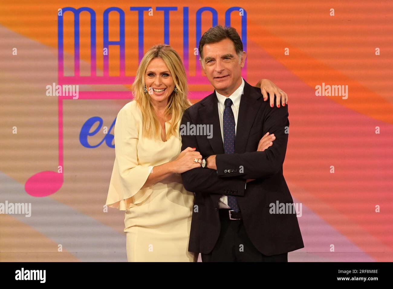 Rome, Italy. 01st Aug, 2023. Serena Autieri (L) and Tiberio Timperi (R ...