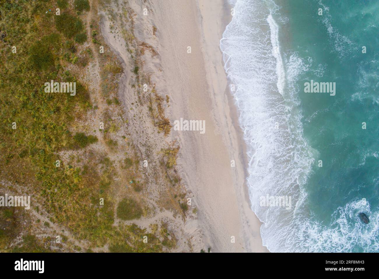 Spectacular top view from drone photo of beautiful beach with relaxing ...