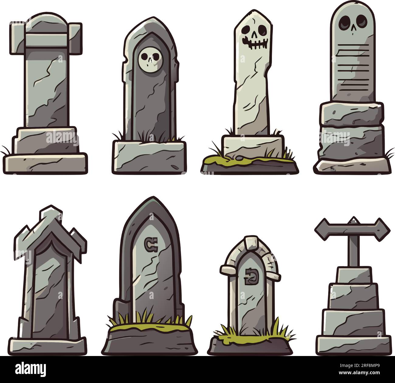 vector set of various tombstones. Stone marble tombstones. Memory of ...