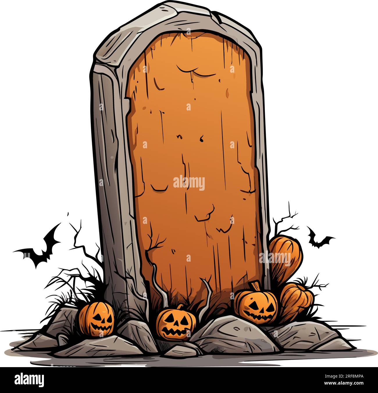 vector blank gravestone. orange stone with pumpkins, ancient headstone ...