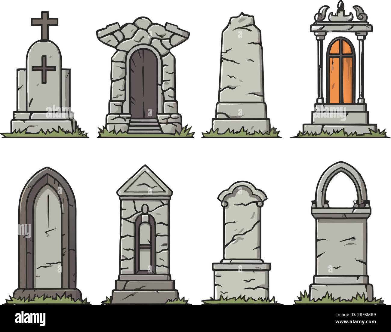 vector set of various tombstones. Stone marble tombstones. Memory of ...