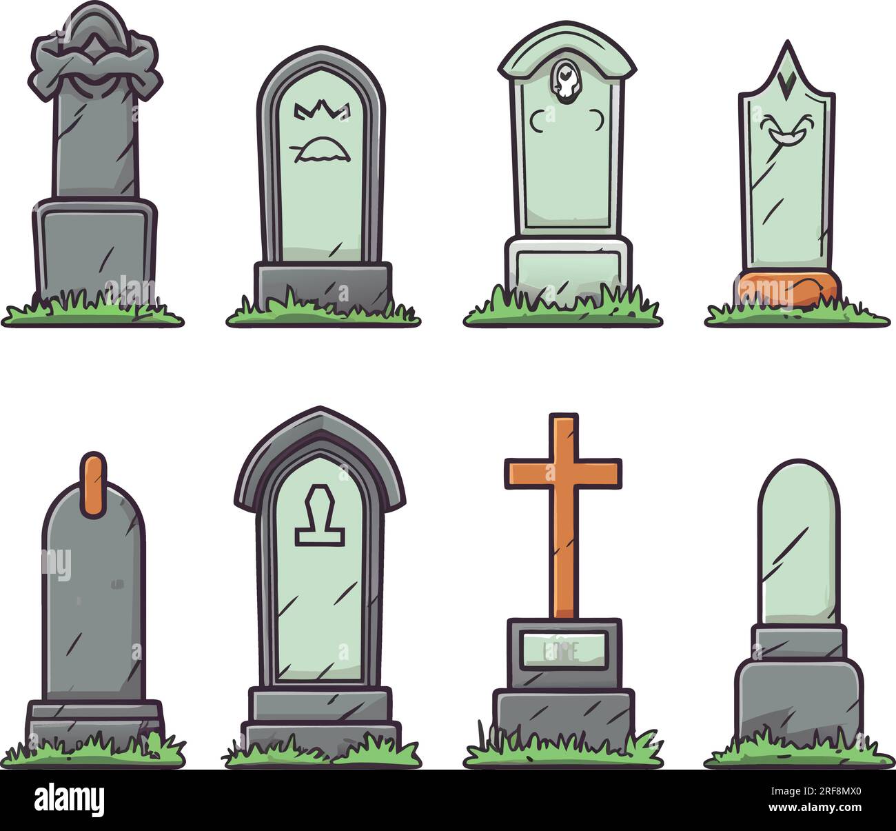 vector set of various tombstones. Stone marble tombstones. Memory of ...