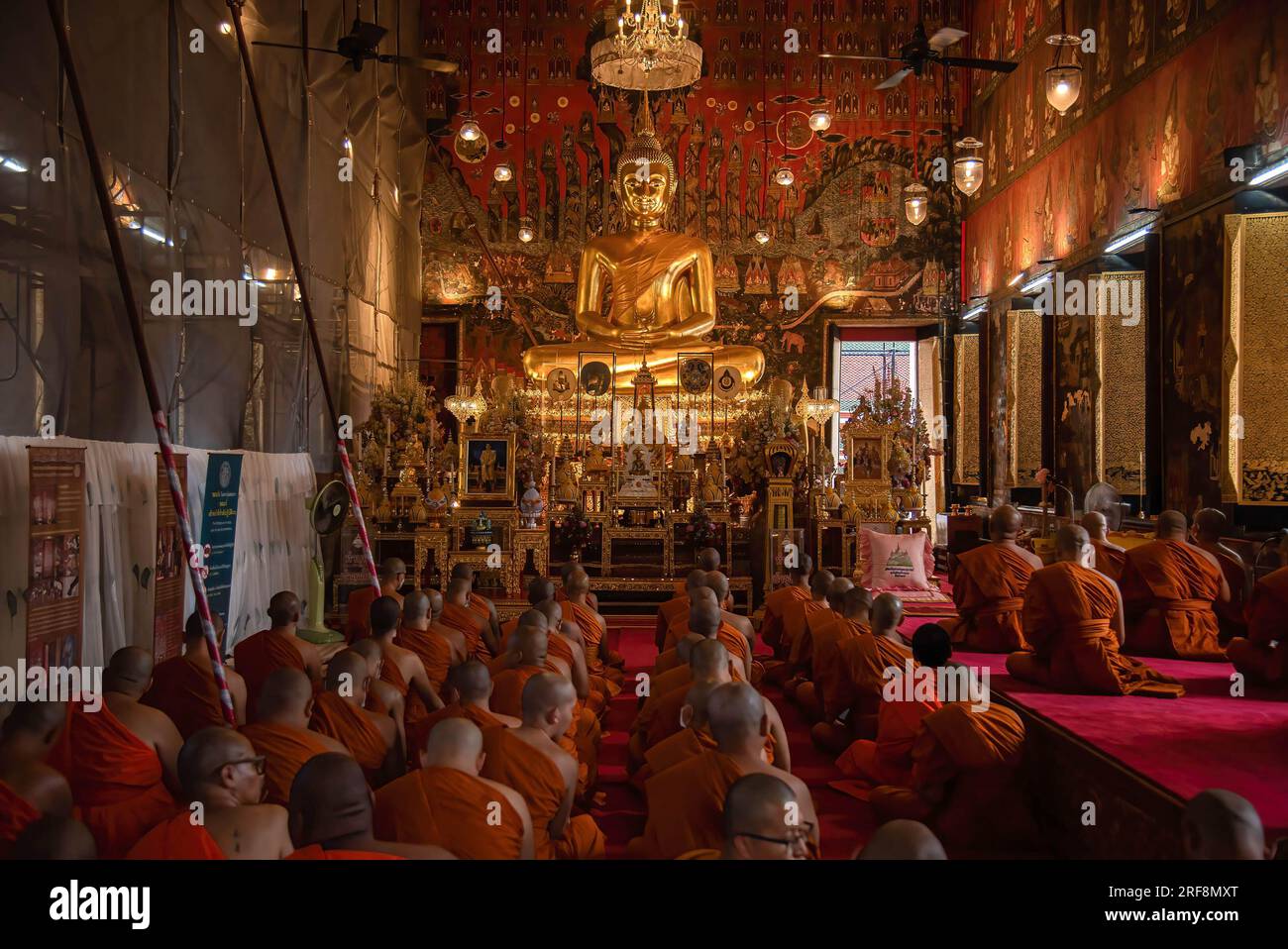 Bangkok, Thailand. 01st Aug, 2023. Thai Buddhist monks pray in front of ...