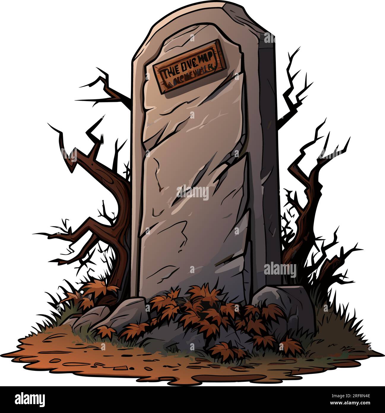 vector headstone with skeleton head. tombstone in cemetry. ancient ...