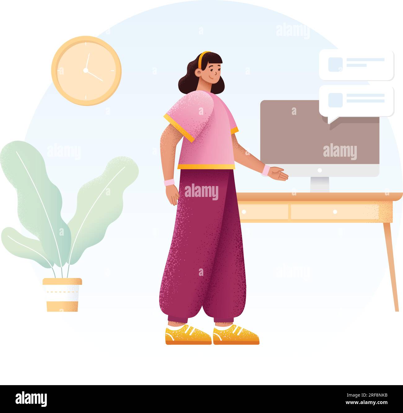 Girl working on office vector illustration Stock Vector Image & Art - Alamy