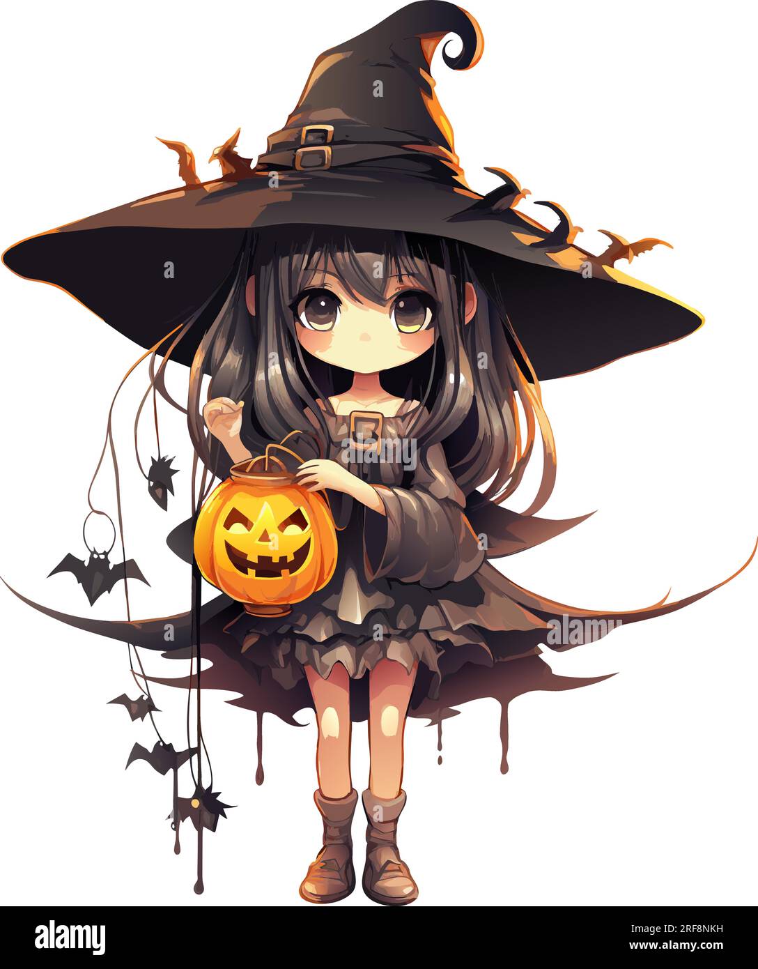 vector a cute girl with pumpkin. nice girl with and pumpkins ...