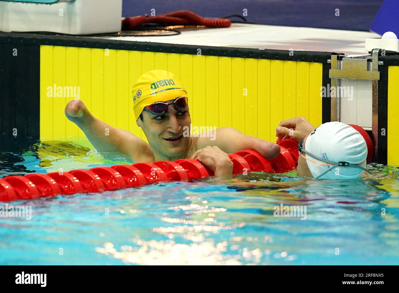 Australia's Ahmed Kelly (left) celebrates winning the Men's 150m ...