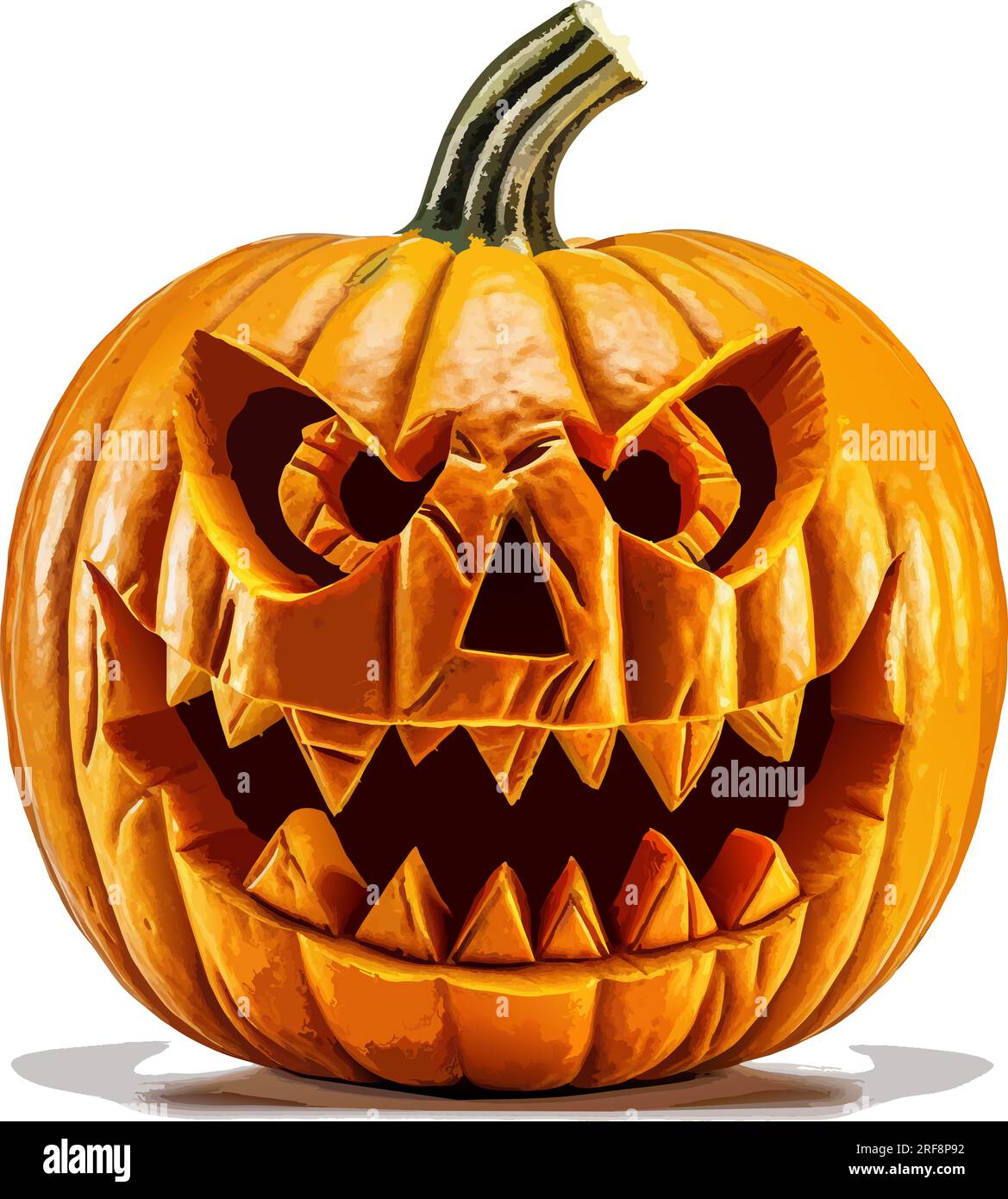 vector scary angry jack o lantern. orange horror pumpkin. holiday jack ...
