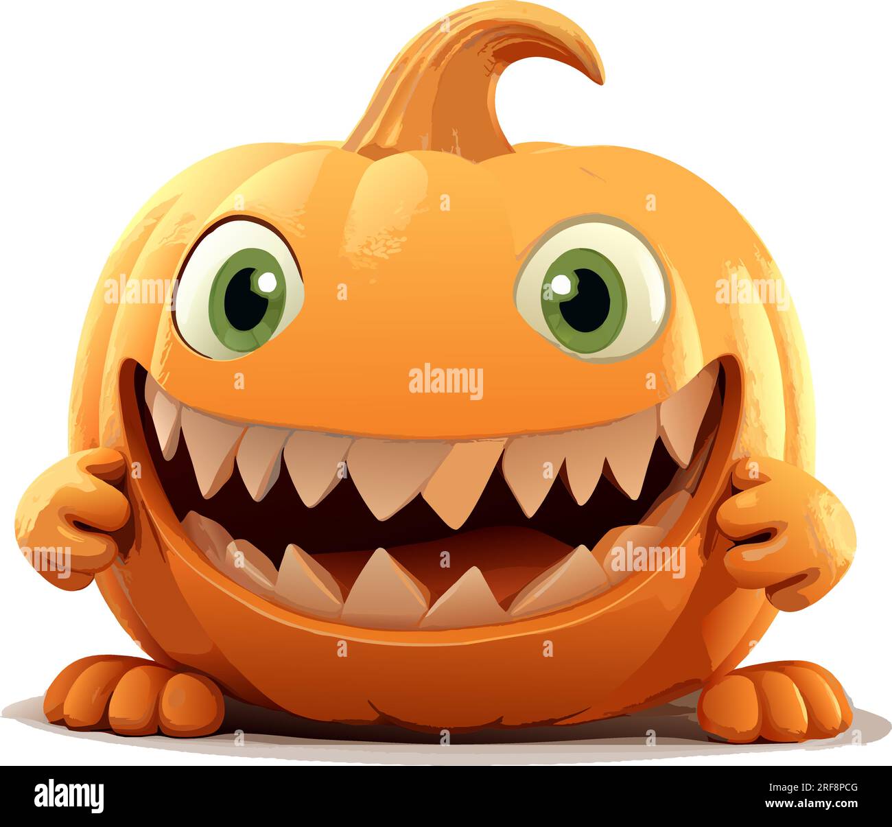vector halloween pumpkin with green eyes. smiling jack o lantern. scary ...